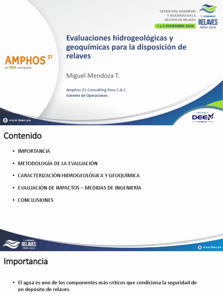 Relaves Perú DEEV 2022 - A21 | PDF | Agua | Agua subterránea