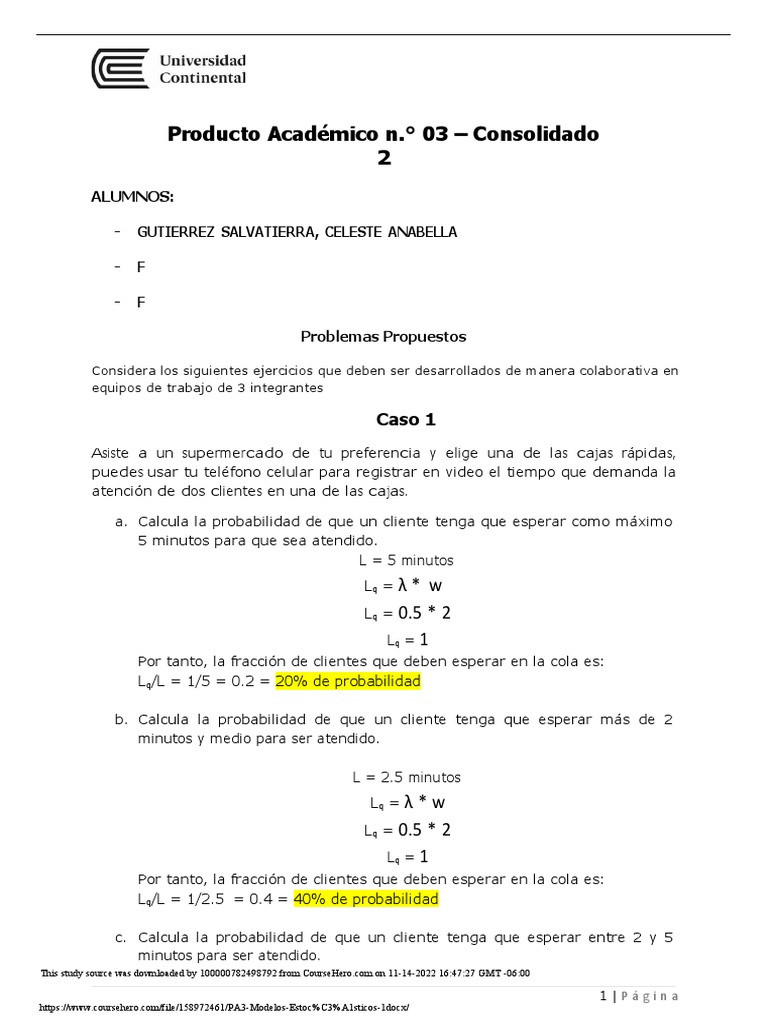 PA3 Modelos Estoc Sticos 1 | PDF | Ingeniería de confiabilidad | Probabilidad