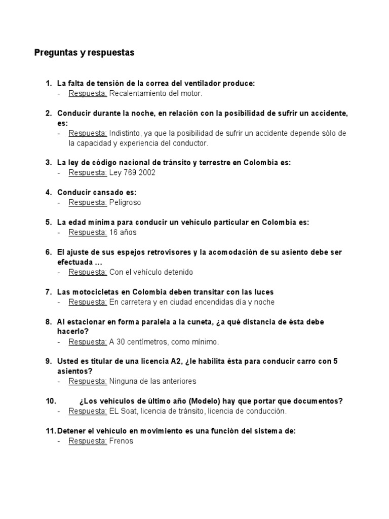Preguntas y Respuestas Licencia de Conducción-1 | PDF