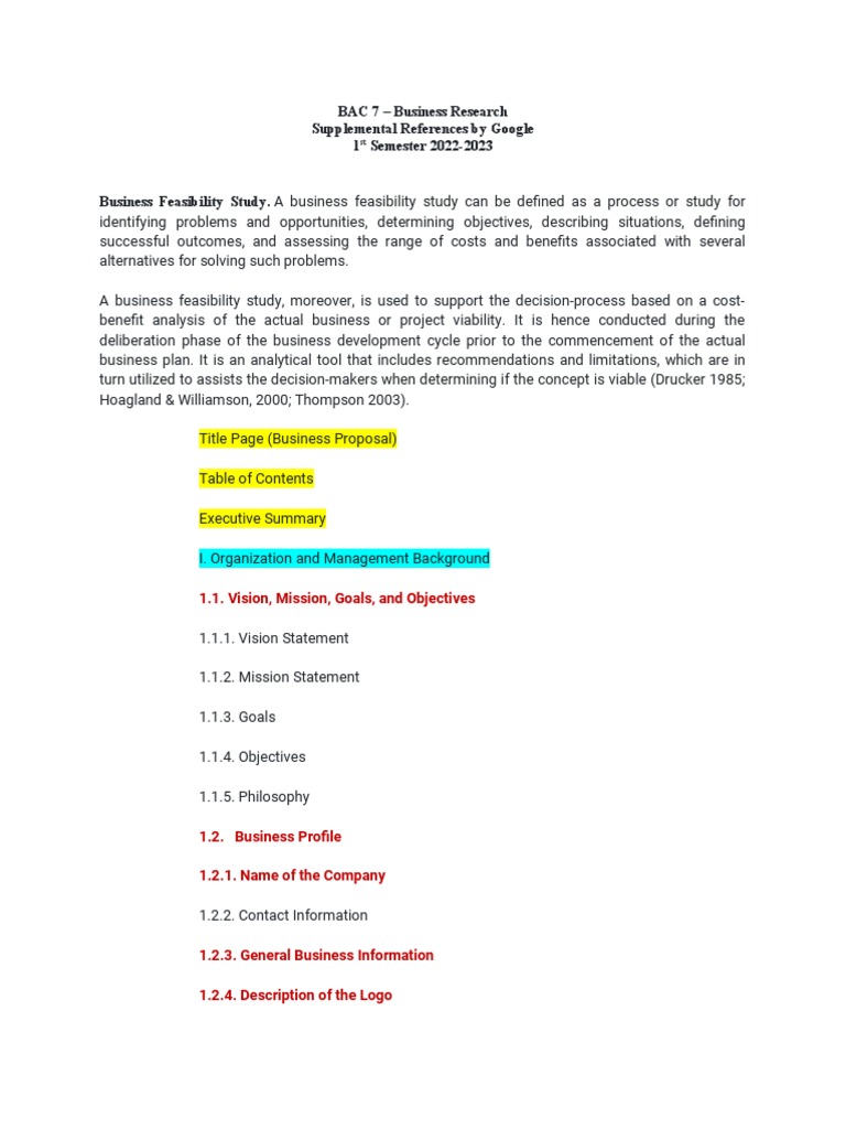 Business Feasibility Study Overview | PDF | Feasibility Study ...