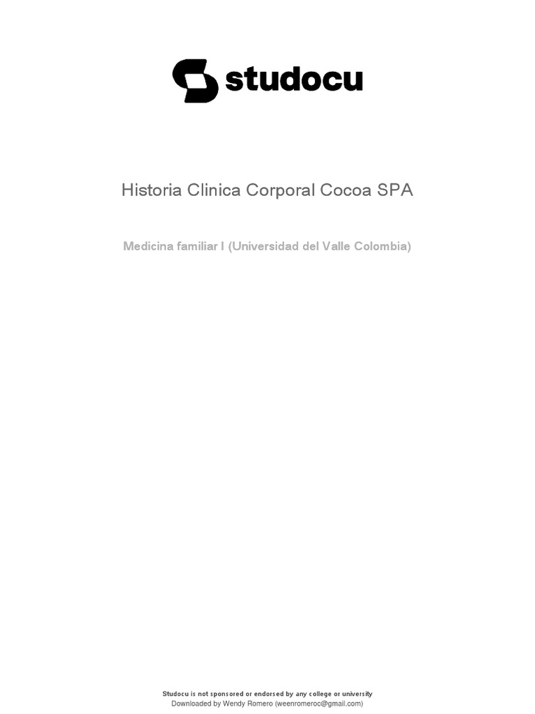 Historia Clinica Corporal Cocoa Spa | PDF | Enfermedades y trastornos ...