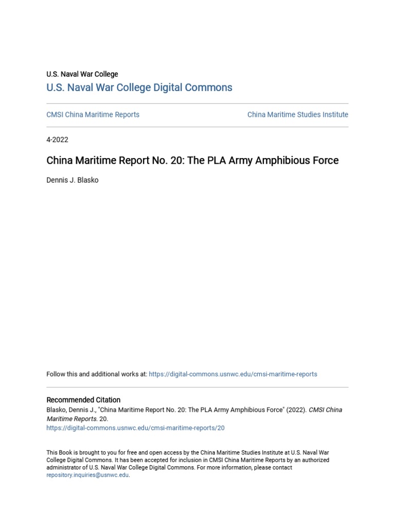 China Maritime Report No. 20 - The PLA Army Amphibious Force | PDF ...