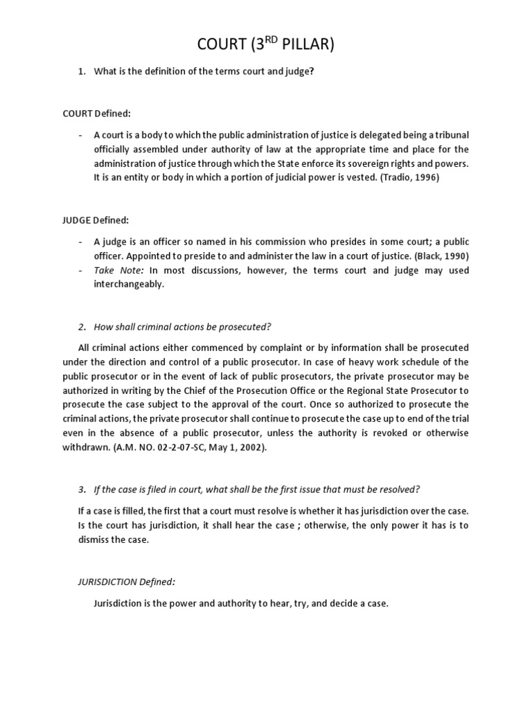 Court (3RD Pillar) | PDF | Bail | Plea
