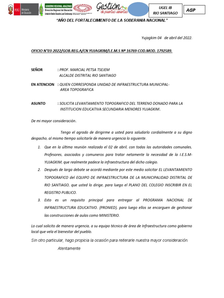 Oficio para MDRS. | PDF