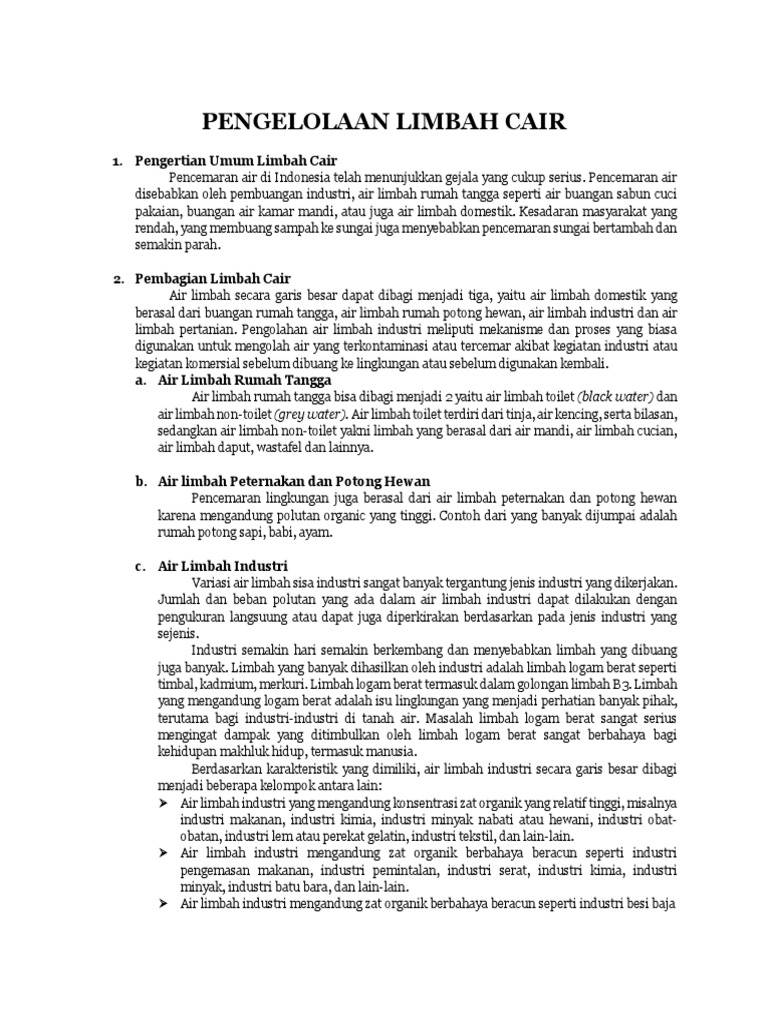 Pengelolaan Limbah Cair | PDF