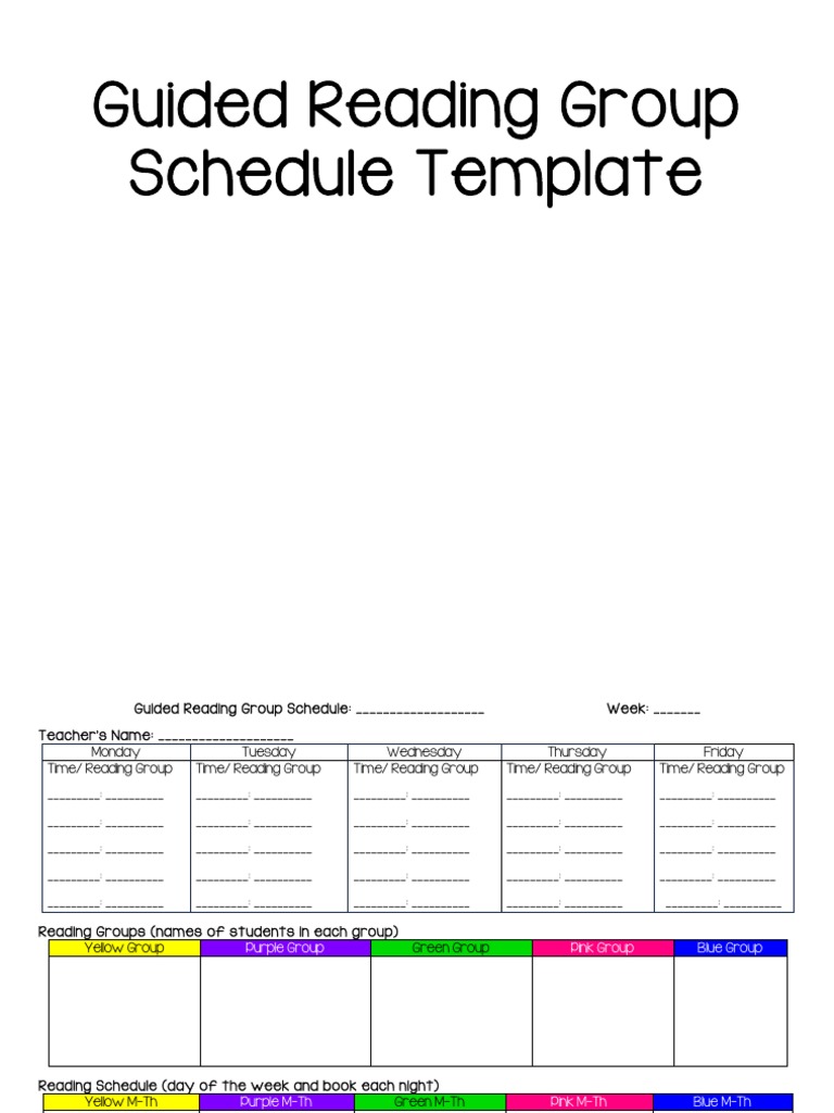 Guided Reading Group Schedule Template | PDF