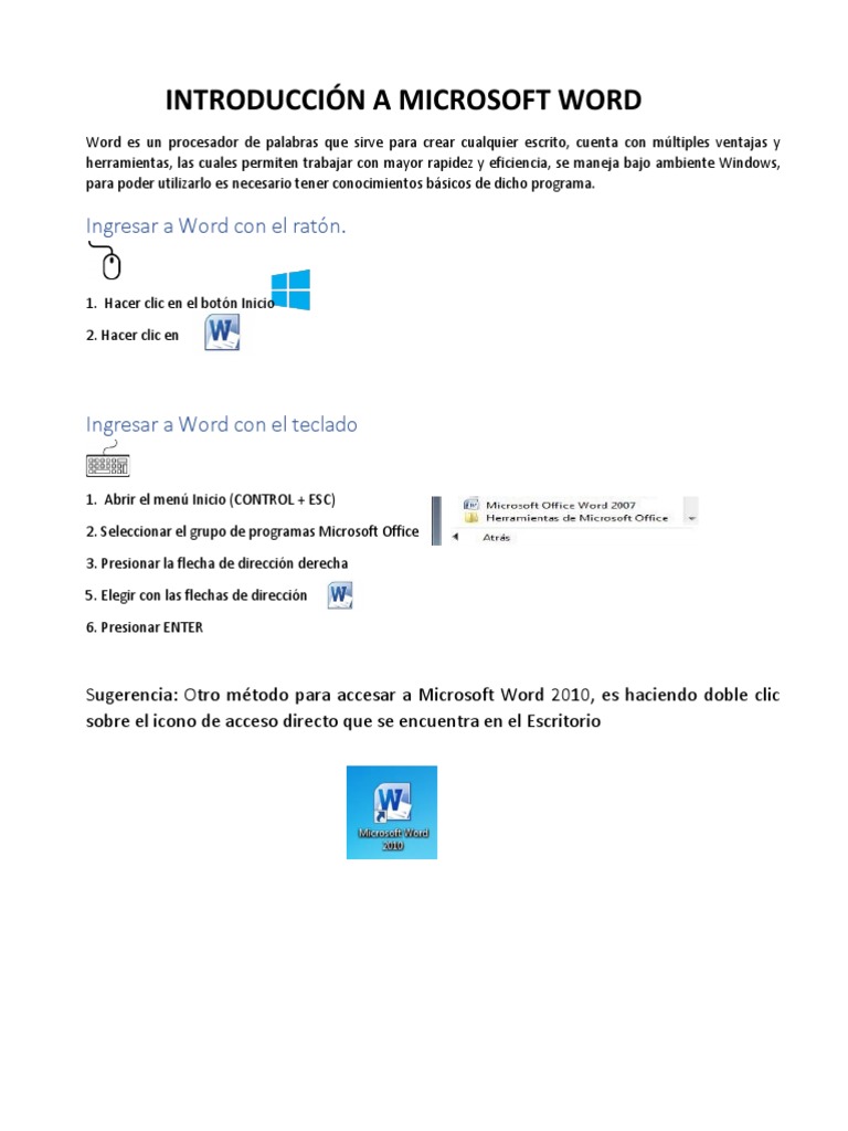 Introducción A Microsoft Word | Descargar gratis PDF | Archivo de computadora | Microsoft Windows