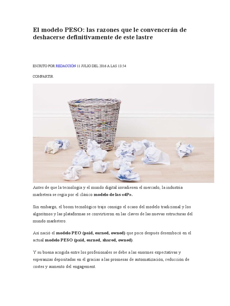 El Modelo PESO | PDF | Marketing | Experiencia de usuario
