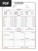 Vampire Revised Quickstart Sheet | PDF