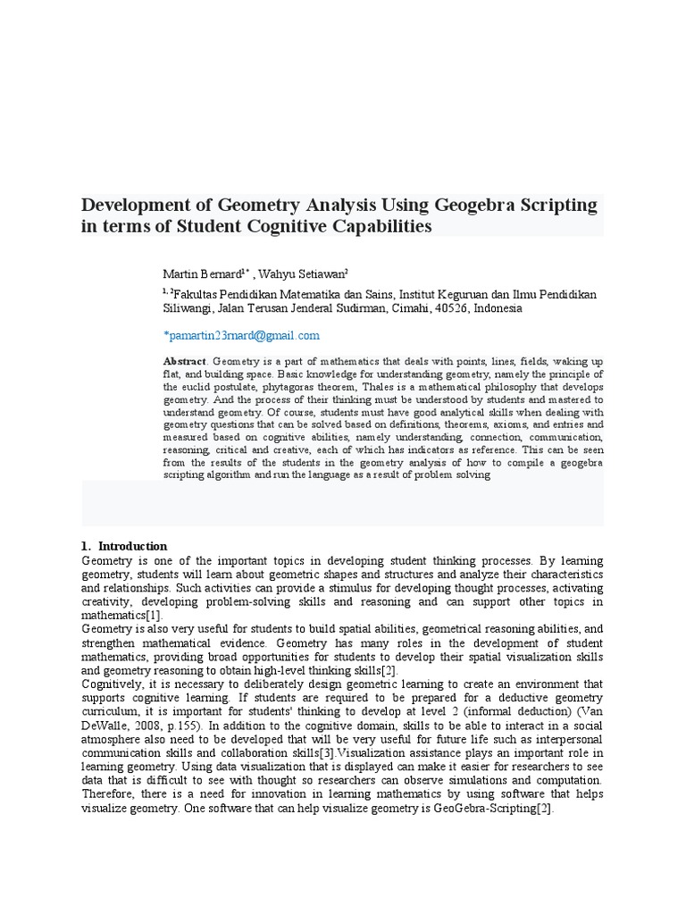 Development of Geometry Analysis Using GeoGebra Scripting | PDF | Field (Mathematics) | Geometry