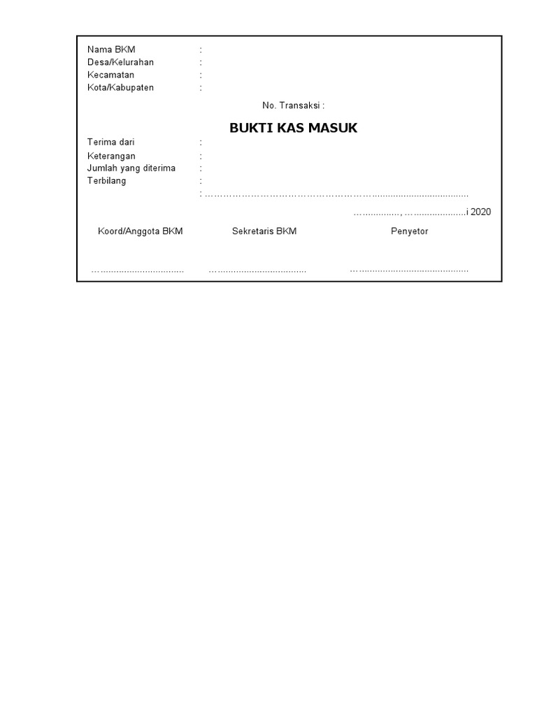 Mb. Ta - 07 - Mudahnya Membukukan Transaksi Di BKM (Excel) Kosongan | PDF