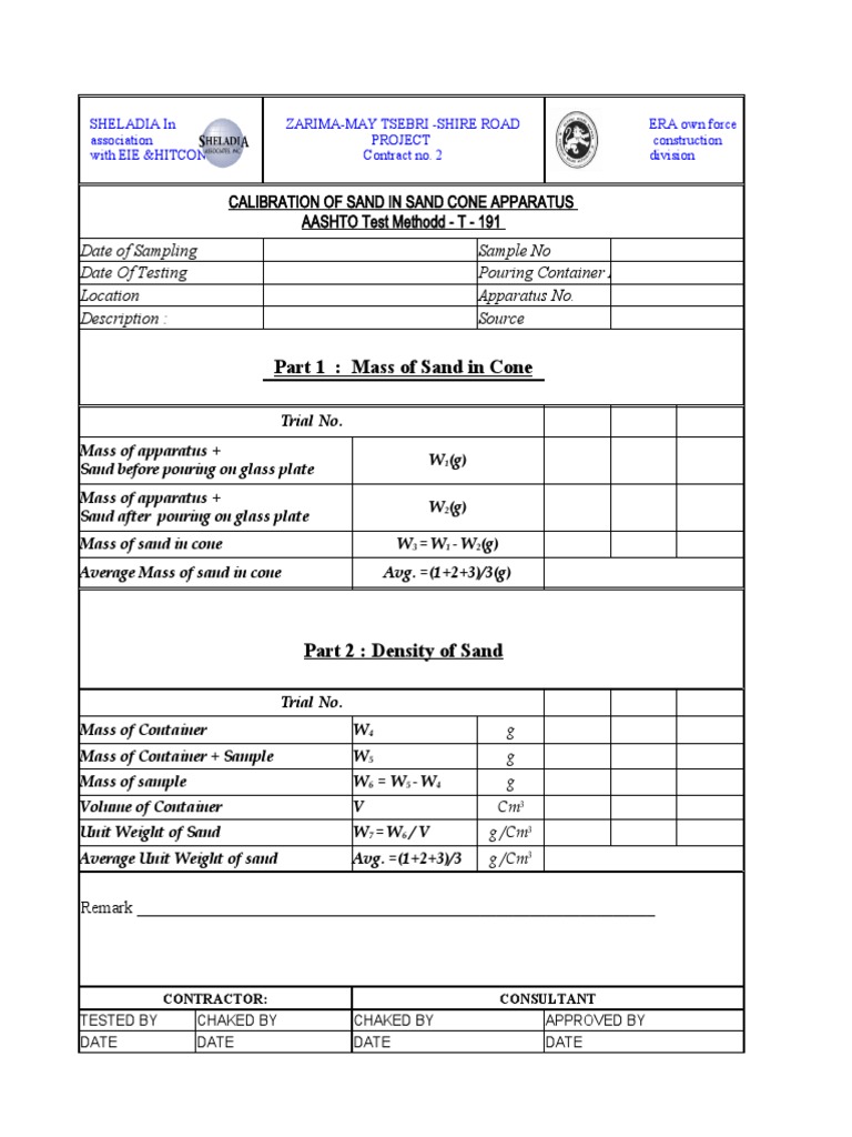 Sand Calibration | PDF