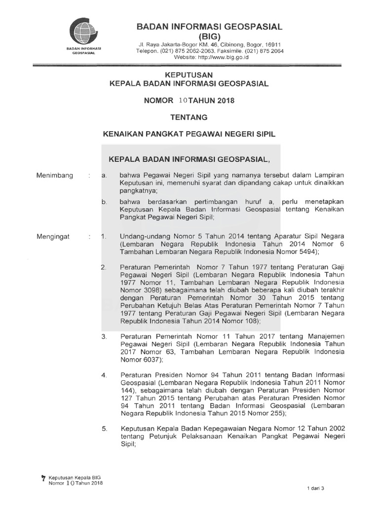 Badan Informasi Geospasial (BIG) | PDF
