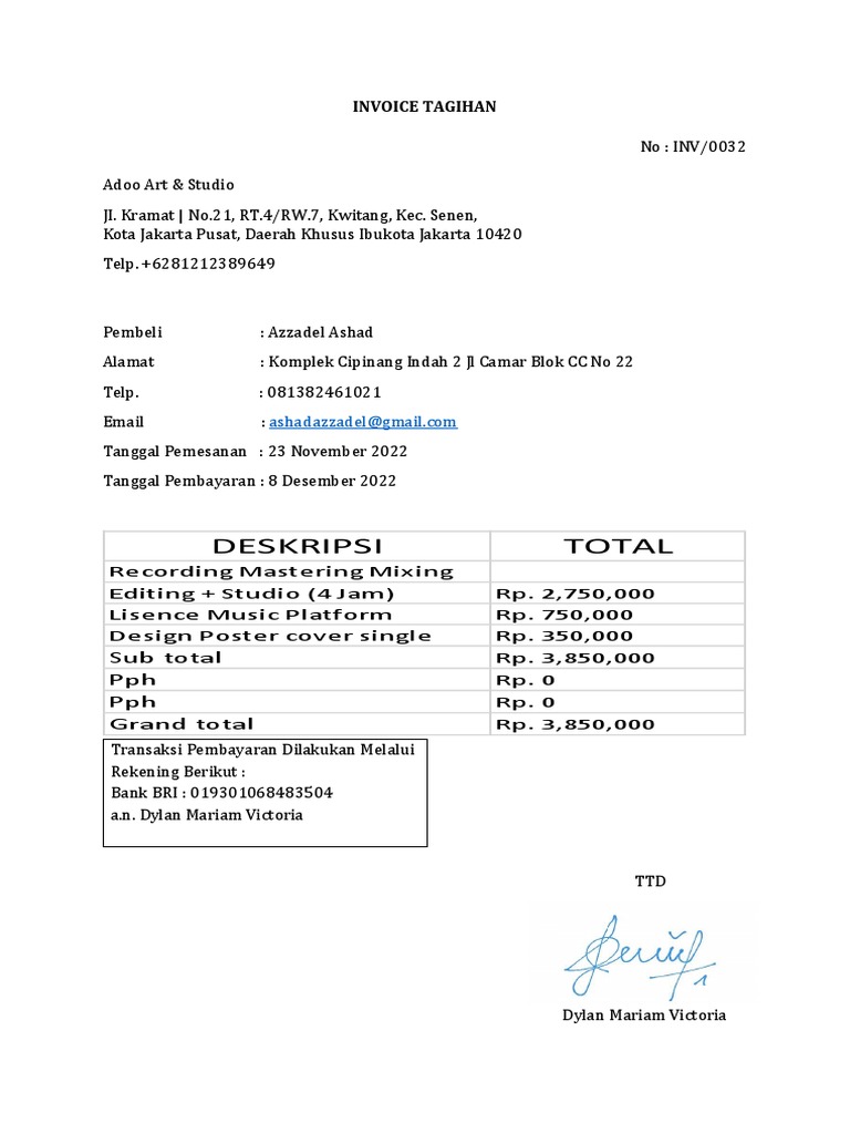 Invoice Tagihan - Inv00032 | PDF