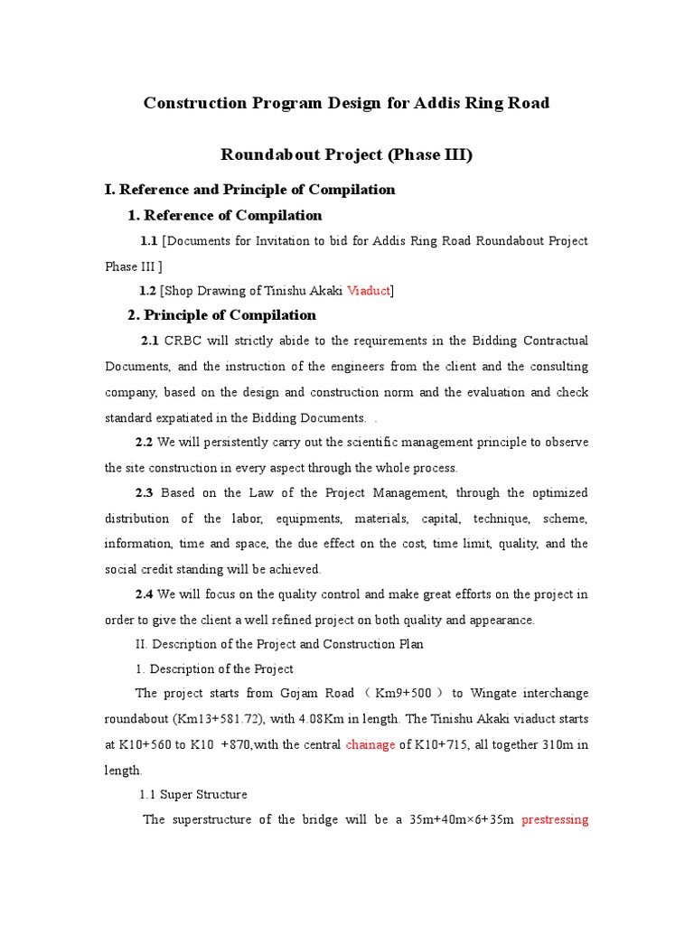 Construction Organization Design For Addis Ring Road Roundabout Project ...