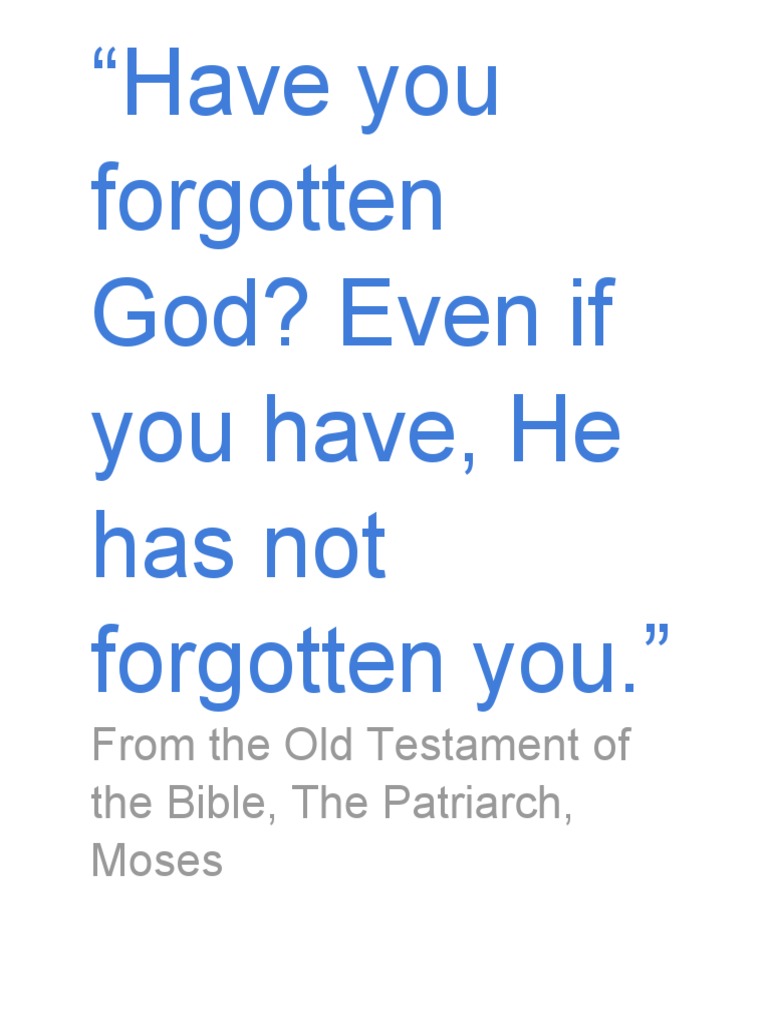 Have You Forgotten God | PDF