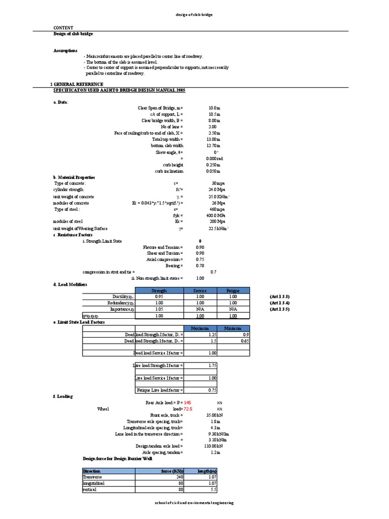 Slab Bridge Design Overview | PDF | Bridge | Strength Of Materials