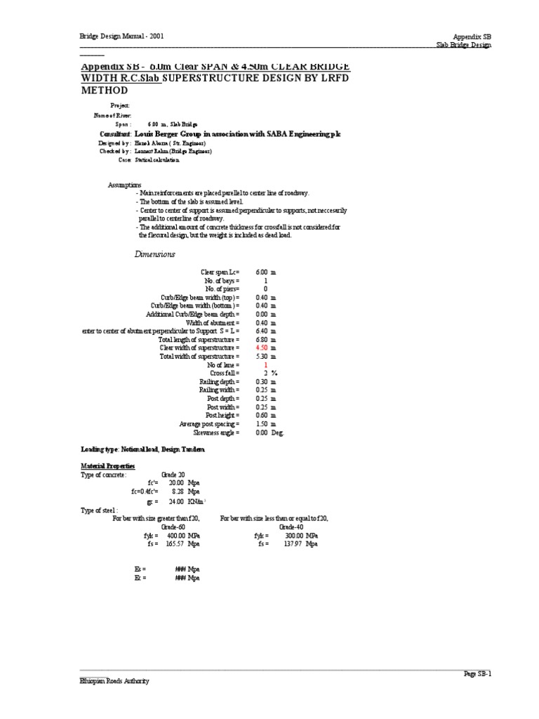 6m Span Slab Bridge Design Manual | PDF | Bridge | Civil Engineering