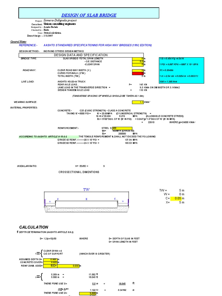 Slab Bridge Design For 5.5m CC Town Section 1 | PDF | Applied And ...