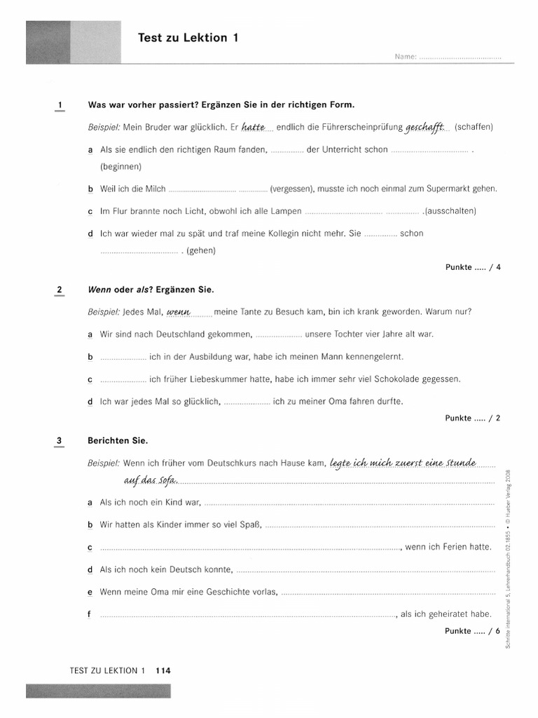 Test Lek 1 - Schritte International 5 | PDF