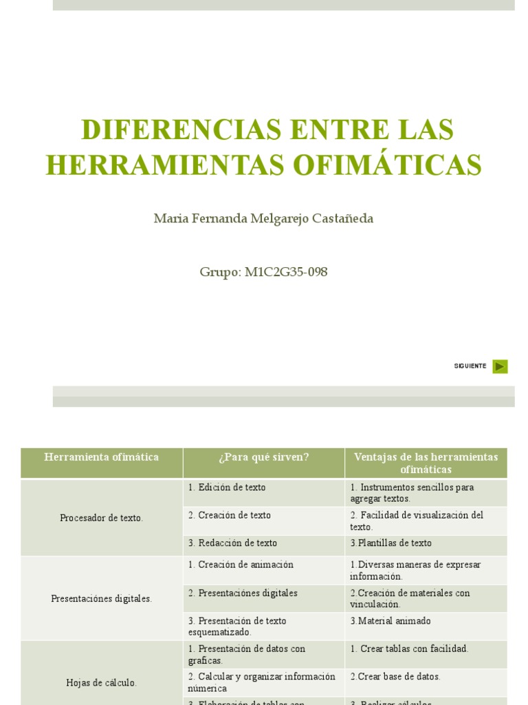 Diferencias en Herramientas Ofimáticas | PDF | Software de la aplicacion | Ingeniería de software