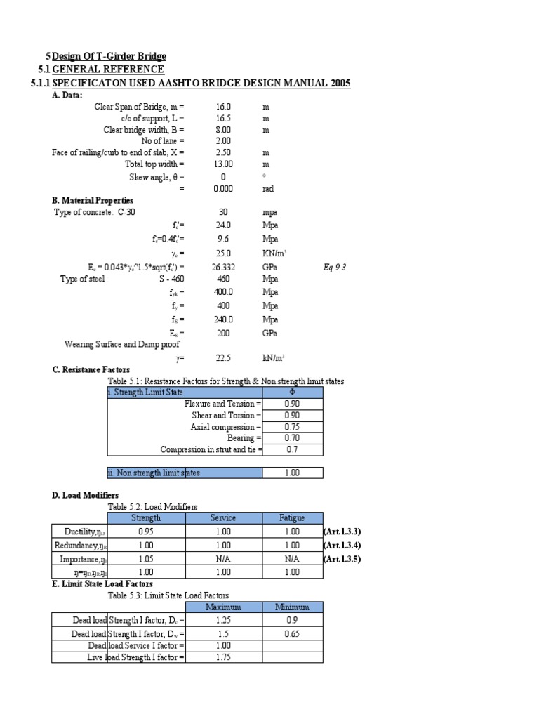 Design of T Girder JUNE 14TH | PDF | Strength Of Materials | Bridge