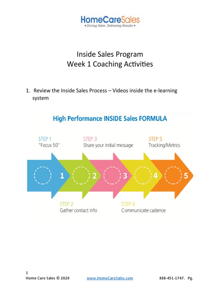 Inside Sales Program Week 1 | PDF | Medicine | Public Services Inside Sales Program Week 1 | PDF | Medicine | Public Services
