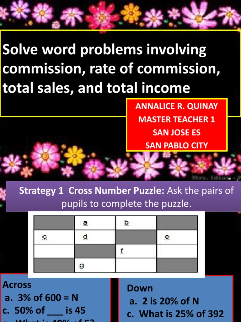 MATH 6 WEEK 5 Q2 Solving Word Problems in Commission, Rate of ...