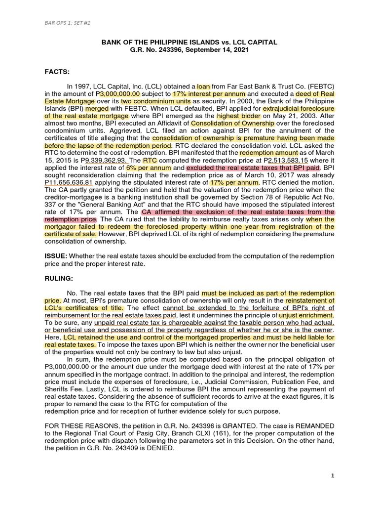 Case Digests (Recent 2022 Cases) | Download Free PDF | Mortgage Law ...