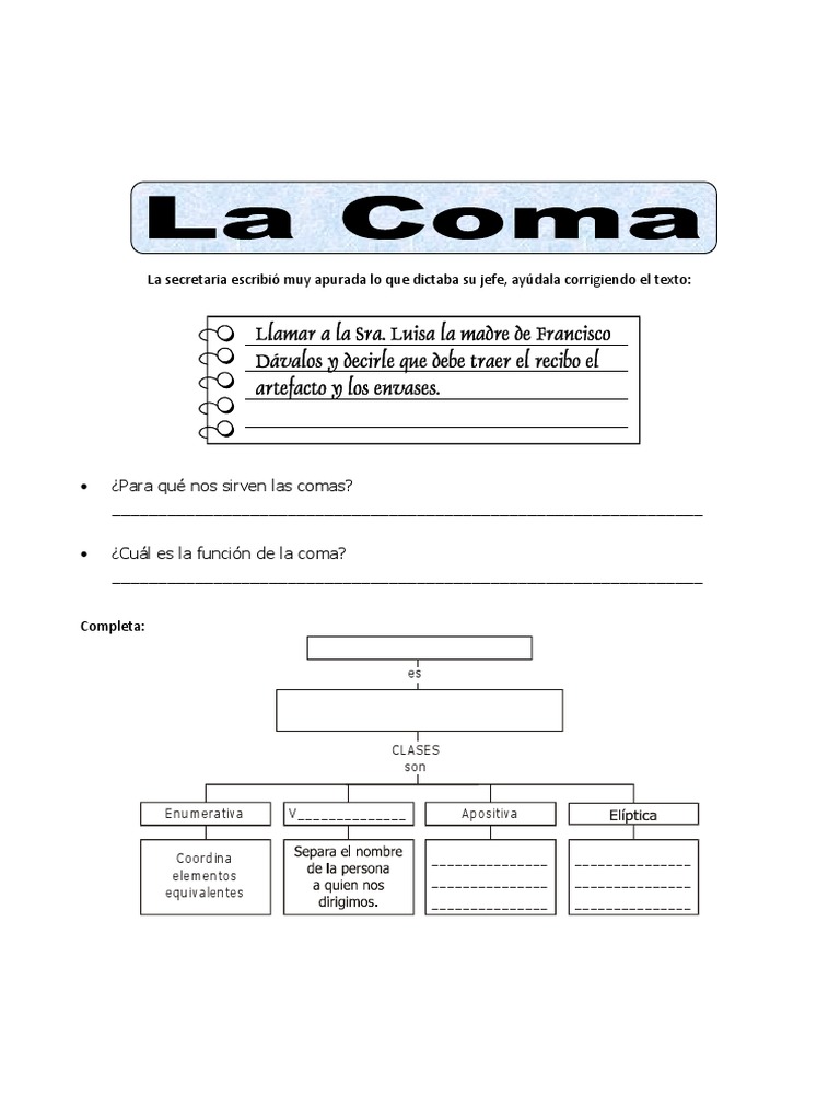 Ficha-Clases-de-Coma-para-Quinto-de-Primaria | PDF