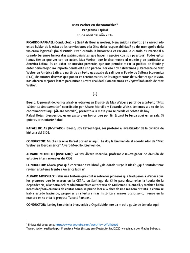 Max Weber en Iberoamérica | PDF