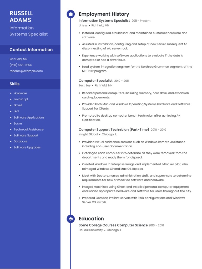 Information Systems Specialist Resume 1 | PDF | Microsoft Windows | Operating System