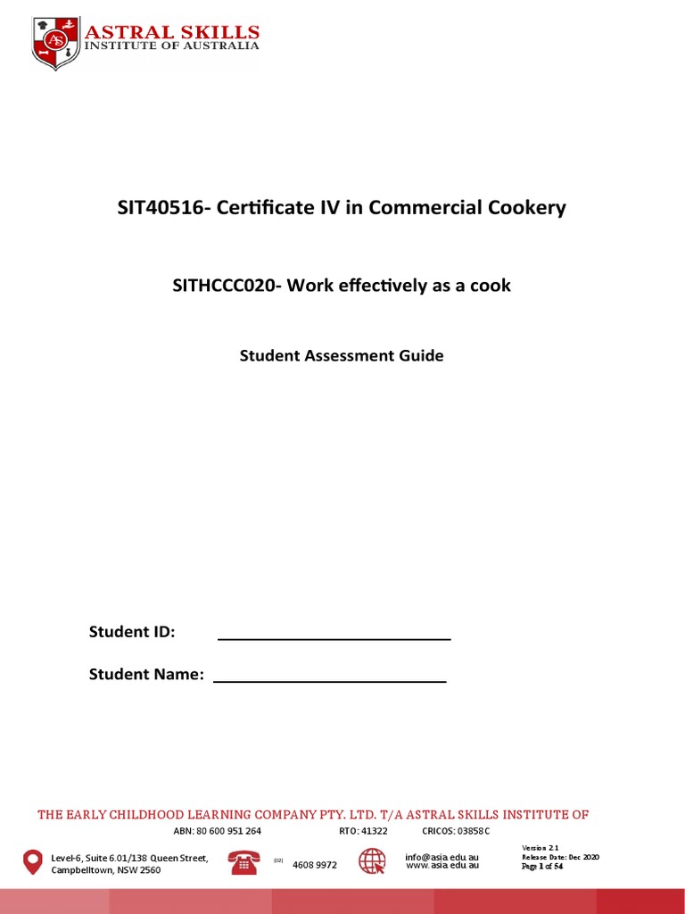SITHCCC020 Work Effectively As A Cook | PDF
