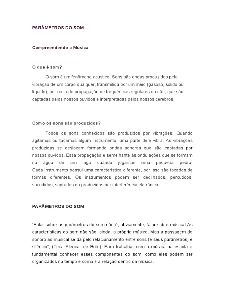 Parâmetros Do Som | PDF | Som | Pitch (música)