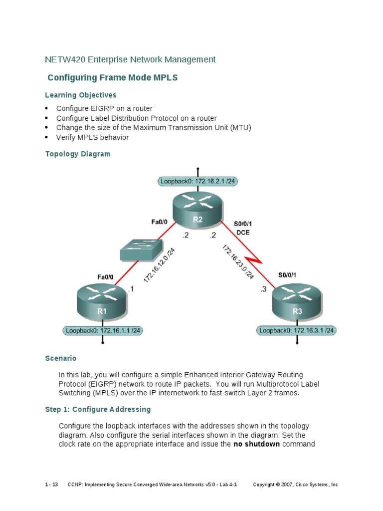 configuring_MPLS_network_with_Frame_Relay | PDF | Networking | Multiprotocol Label Switching