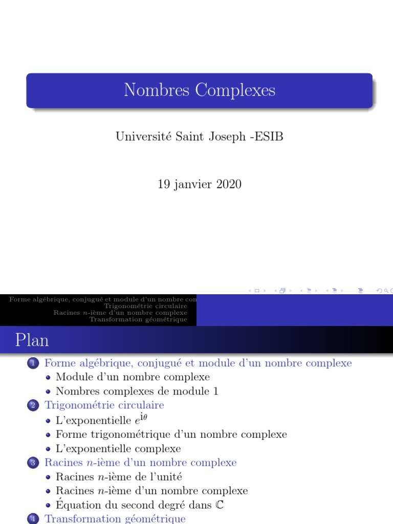 Nombres Complexes : Formes et Propriétés | PDF | Nombre complexe ...