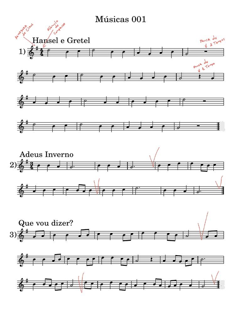 Músicas - 001 Flauta Doce 2022-1 | PDF | Hansel And Gretel | German Fairy Tales