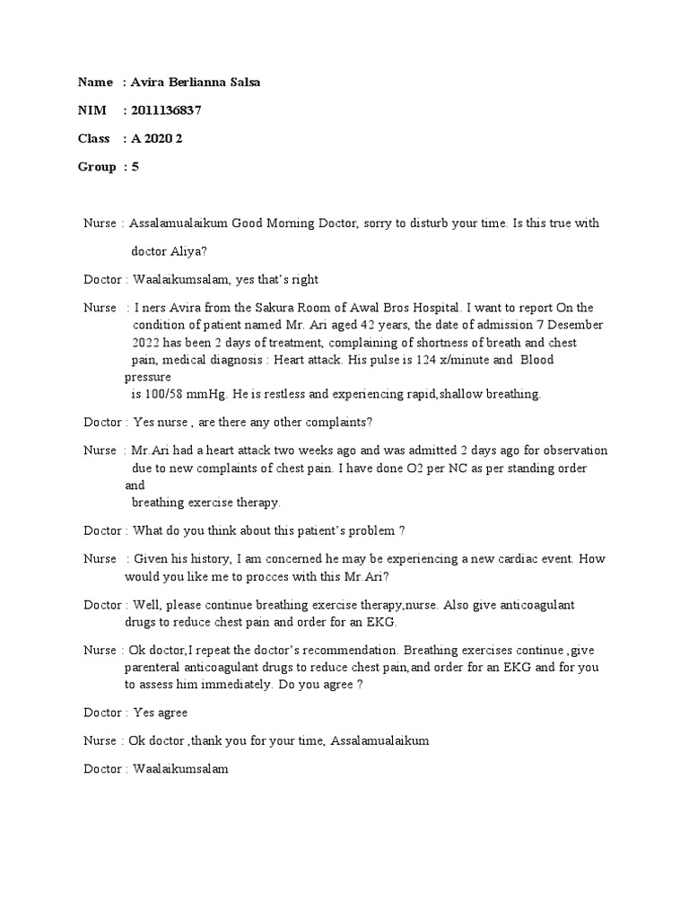 SBAR | PDF | Myocardial Infarction | Heart