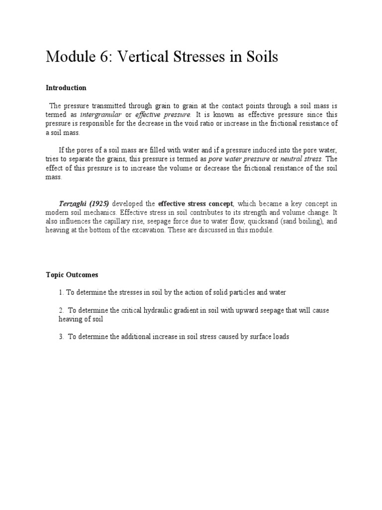 Module 6 - Geotechnical Engineering | PDF | Soil Mechanics | Stress (Mechanics)