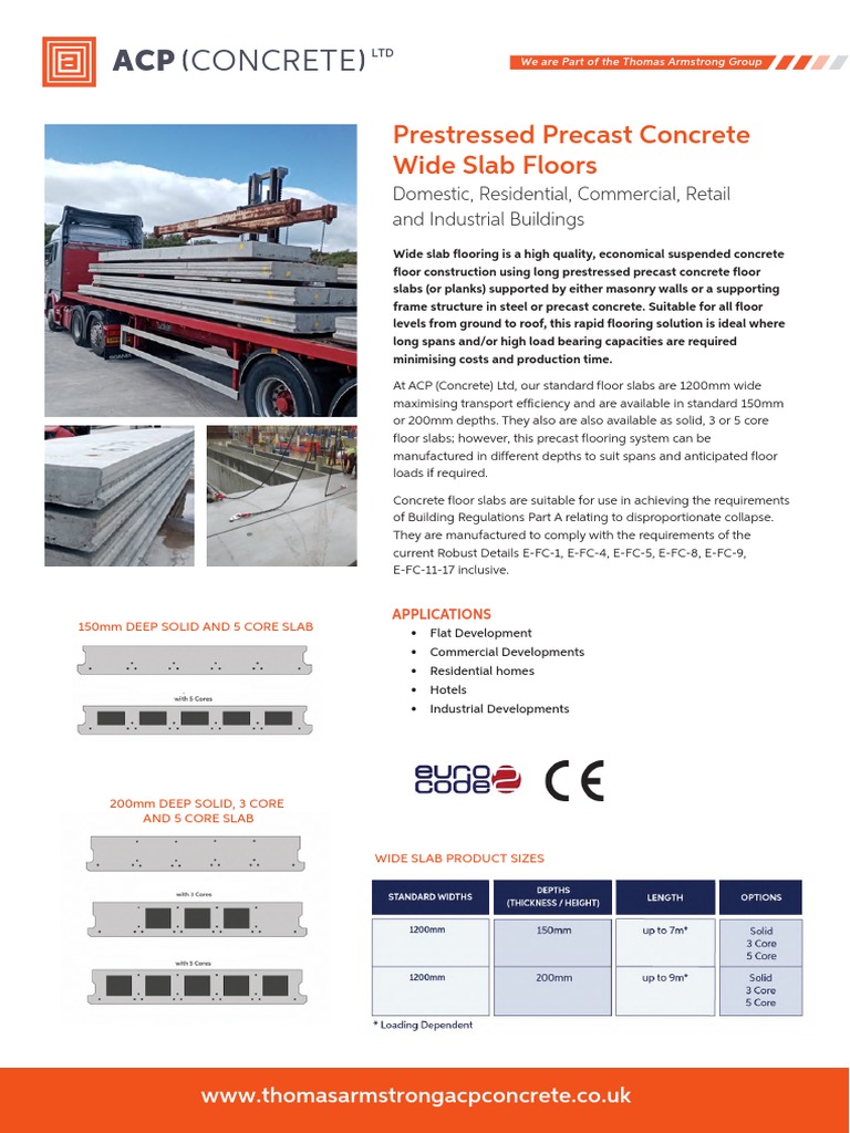 Acp Product Datasheet Precast Concrete Wide Slab Floors | PDF ...