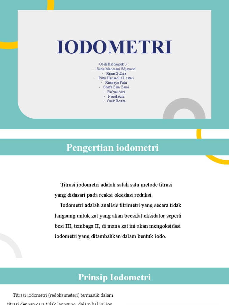 Iodometri Kelompok 3 | PDF | Sains & Matematika