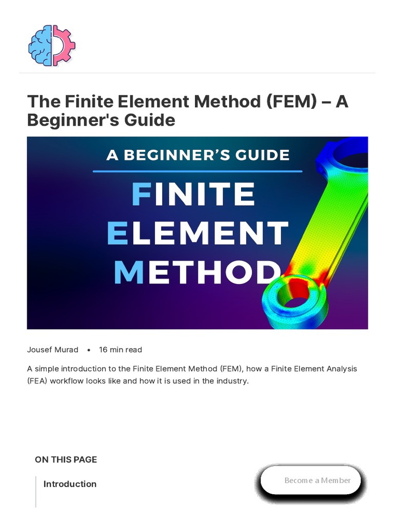 The Finite Element Method Fem A Beginner S Guide Pdf Finite Element Method Partial