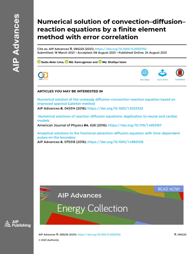 Numerical Solution of Convection-Diffusion | PDF | Partial Differential ... Numerical Solution of Convection-Diffusion | PDF | Partial Differential ...