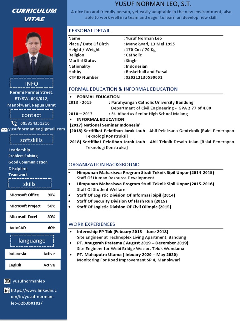 CV Yusuf Norman Leo Fix | PDF | Cognition | Cognitive Science