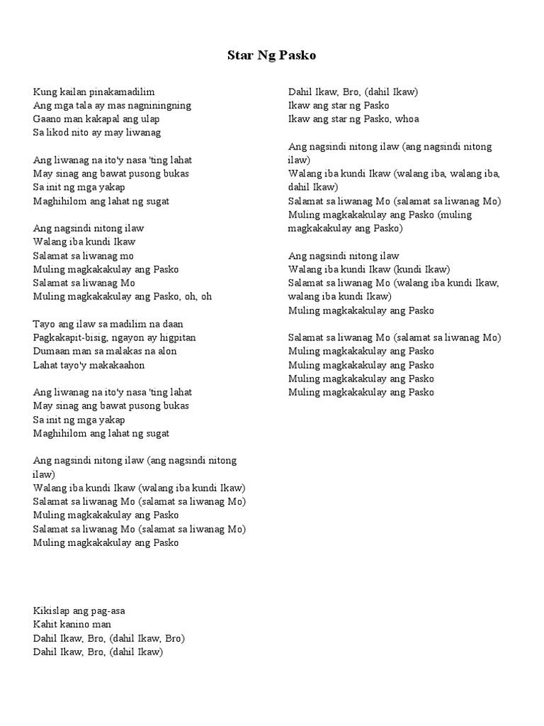 Star NG Pasko Lyrics | PDF