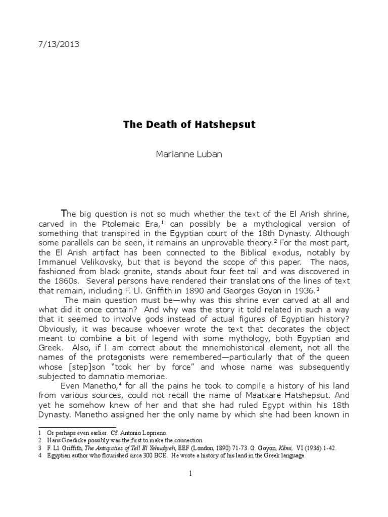 The Death of Hatshepsut | PDF | Hatshepsut | Ancient Egypt