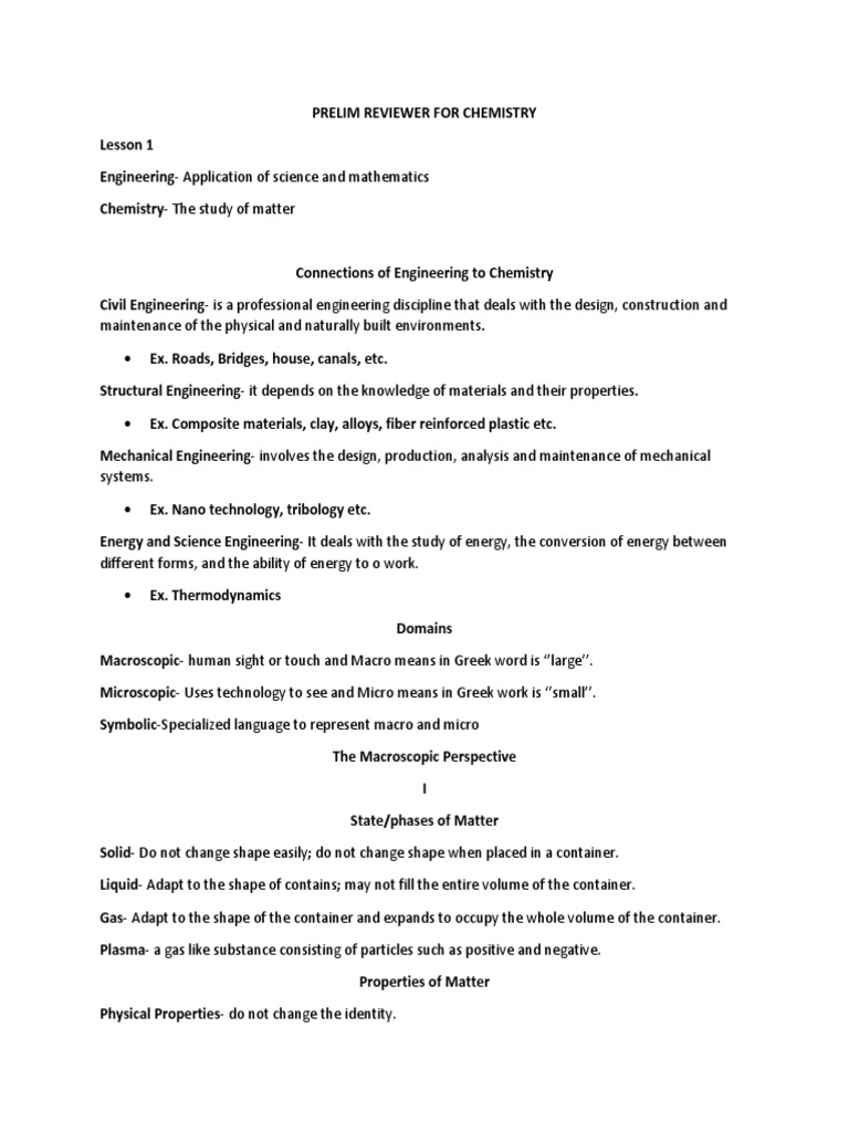 Prelim Exam - Chemistry Reviewer - Lesson 1 | PDF | Ion | Chemical Substances