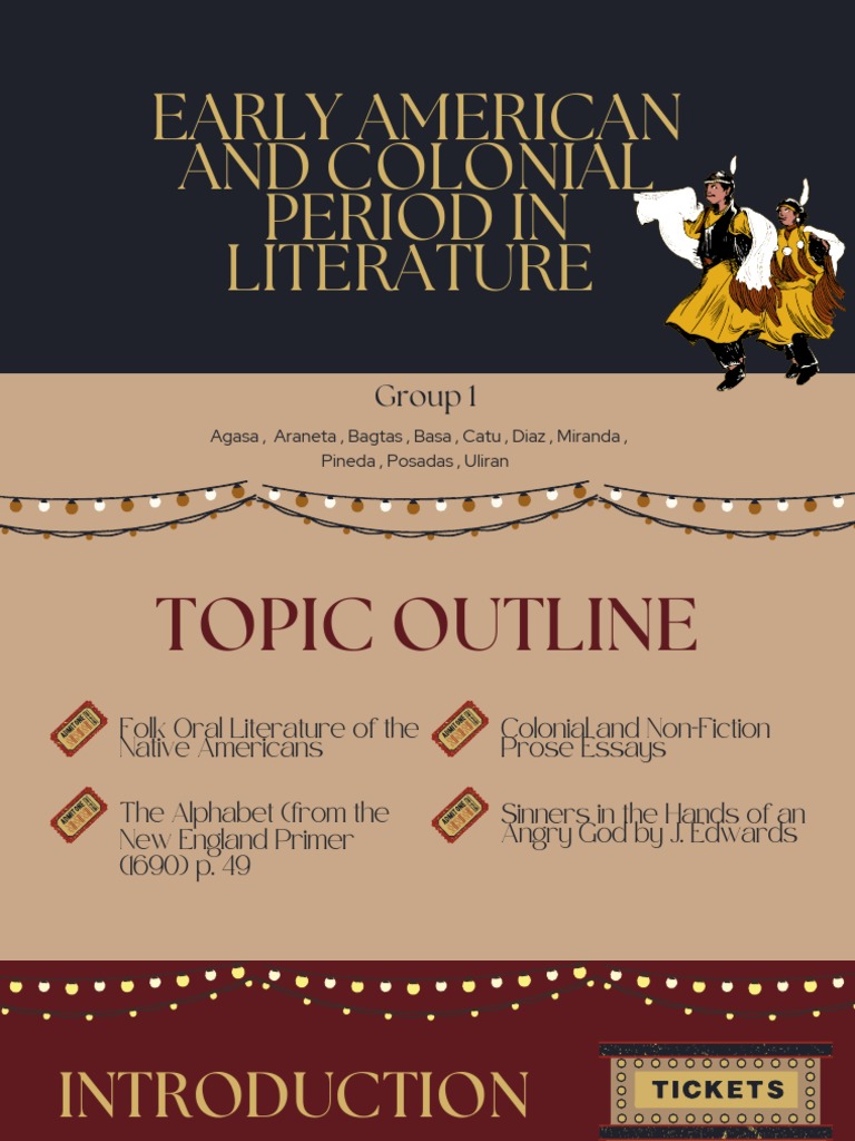 Early American and Colonial Period in Literature | PDF | Alphabet Book ...