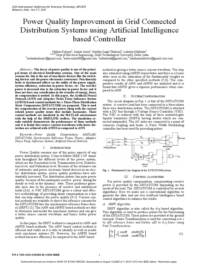 Dstatcom Ai Pdf Root Mean Square Fuzzy Logic