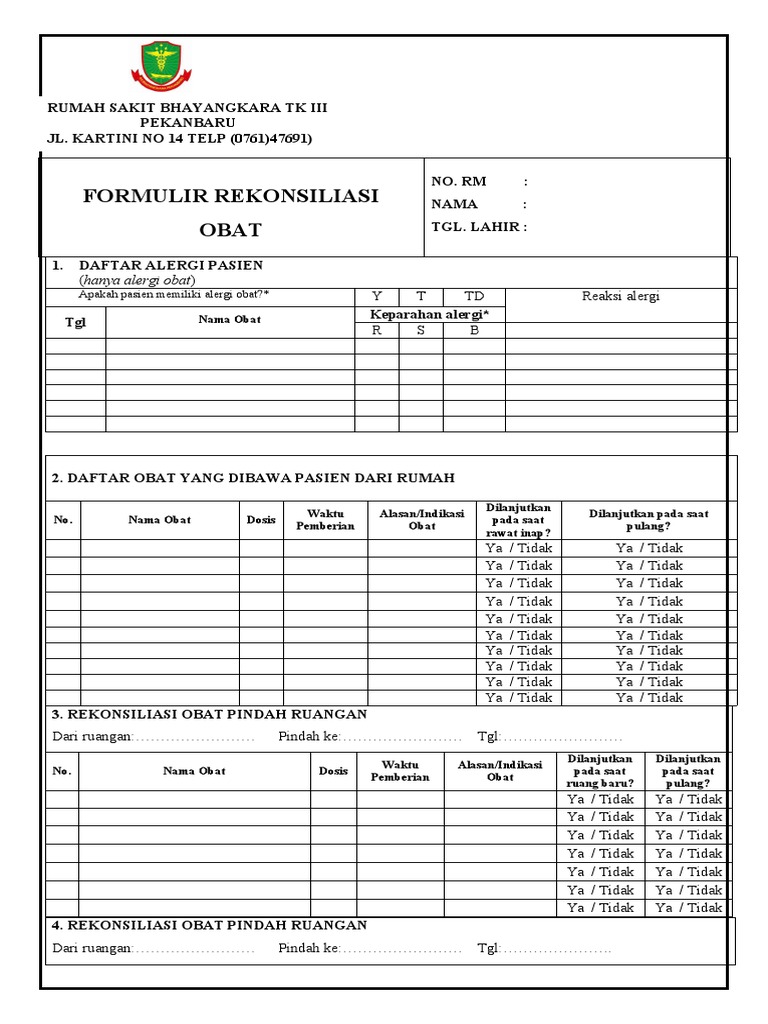 Formulir Rekonsiliasi Obat-1 | PDF
